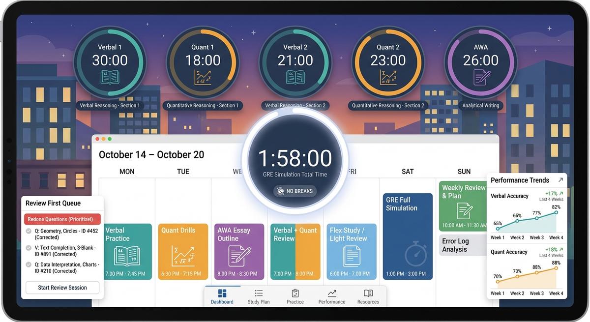 GRE Study Plan for Working Full Time (6–10 Hours/Week)